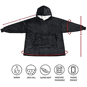 Wearable Blanket Hoodie Sweatshirts for Women Men and Teens, Oversized Hoodie Blanket with Sherpa Lining Comfy Hoodie Blanket with Pocket and Hood Cool Gifts for Women & Men (Grey)