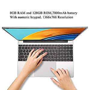 15.6inch Laptop, 1366x768 Full HD Large Screen for Intel J3355CPU CPU Portable Laptop with Numeric Keypad, 8GB RAM 512G ROM, with Camera, Built in Stereo Speakers, Microphone