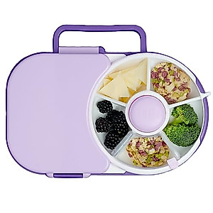 GoBe Kids Lunchbox with Detachable Snack Spinner, Bundle with Hand Strap & Sticker Sheet, Reusable Bento Style Lunch Container, 5 Small +1 Large Sandwich Compartment, BPA & PVC Free, Dishwasher Safe