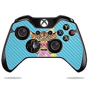 MightySkins Carbon Fiber Skin for Microsoft Xbox One or One S Controller - Bubble Gum Cheetah | Protective, Durable Textured Carbon Fiber Finish | Easy to Apply, Remove | Made in The USA