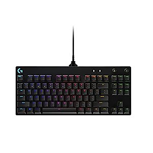 Logitech G Pro TKL Mechanical Wired Gaming Keyboard GX Blue Clicky Switch and LIGHTSYNC RGB Backlit Keys, 12 programmable F-key macros, Black - 920-009388 (Renewed)