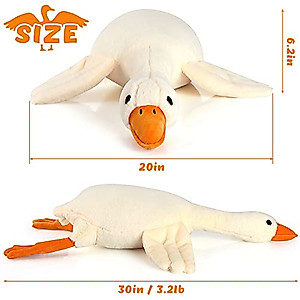 Qicpi 30" Goose Stuffed Animal Weighted Plush Toy 3.2Ibs White Swan Throw Soft Plush Sleeping Pillow Stuffed Animal Toys for Kids Gifts