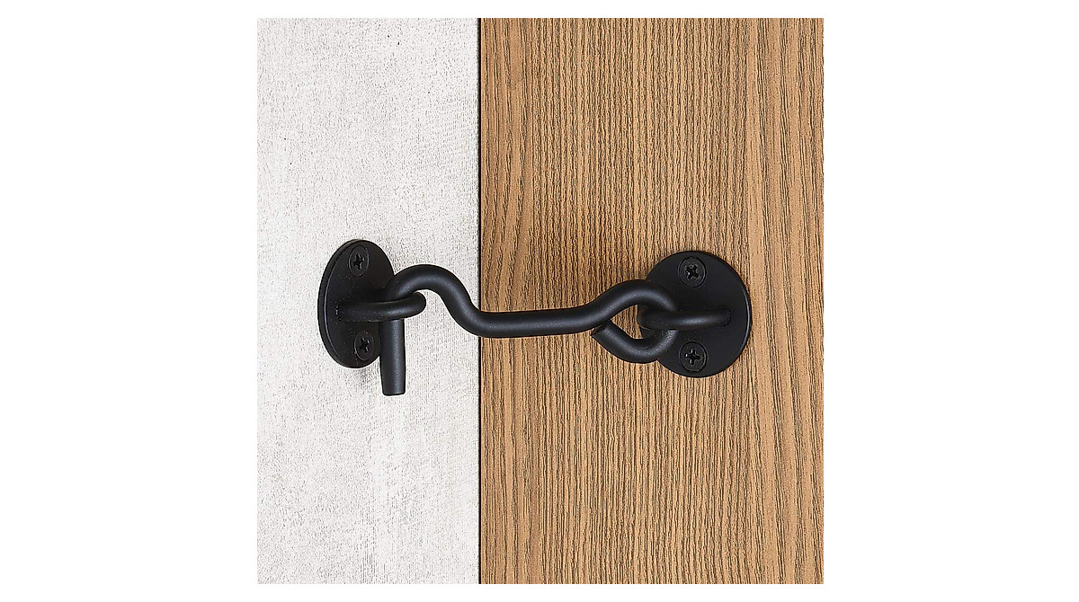 Raswik 4” Privacy Hook and Eye Lock for Barn Door Black