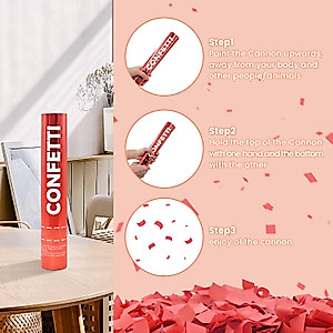 Confetti Cannon Red Biodegradable Confetti Poppers 12Pack Party Poppers Confetti Shooters Red Confetti Sticks for Wedding Graduation Engagement Anniversary Bridal Shower Valentines Day Birthday