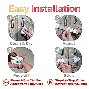 6-Pack Child Proof Locks for Cabinet Doors, Drawers, Fridge, Toilet Seat, Dishwasher, Trash Can, Cupboard - 3M - No Drilling - Child Safety Locks for Cabinets and Drawers - Baby Proofing Cabinet Lock