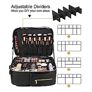 Relavel Makeup Backpack, Professional Makeup Bag for Backpack, Extra Large Travel Train Case, Cosmetic Organizer for Women, Makeup Artist Travel Case with Adjustable High Dividers(Black)