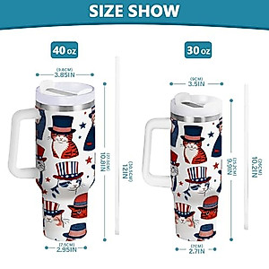 Maunzc 40 oz Tumbler with Handle and Straw, Insulated Stainless Steel Travel Mug with Lid for Coffee, Iced Tea, Water, Gift for Men Women (Gentleman Cats)