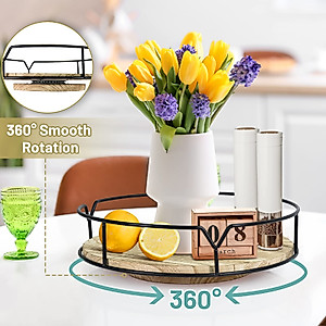 Farmhouse Lazy Susan Turntable for Cabinet,Round Serving Tray,Farmhouse Rotating Display Stand Tray for Coffee Table, for Kitchen Decor, Coffee Table Tray, Lazy Susan Cabinet Organizer