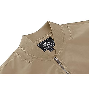 MAGCOMSEN Casual Jackets for Men Bomber Jacket Light Jackets for Men Spring Fall Jackets Pilot Jackets Khaki,XL