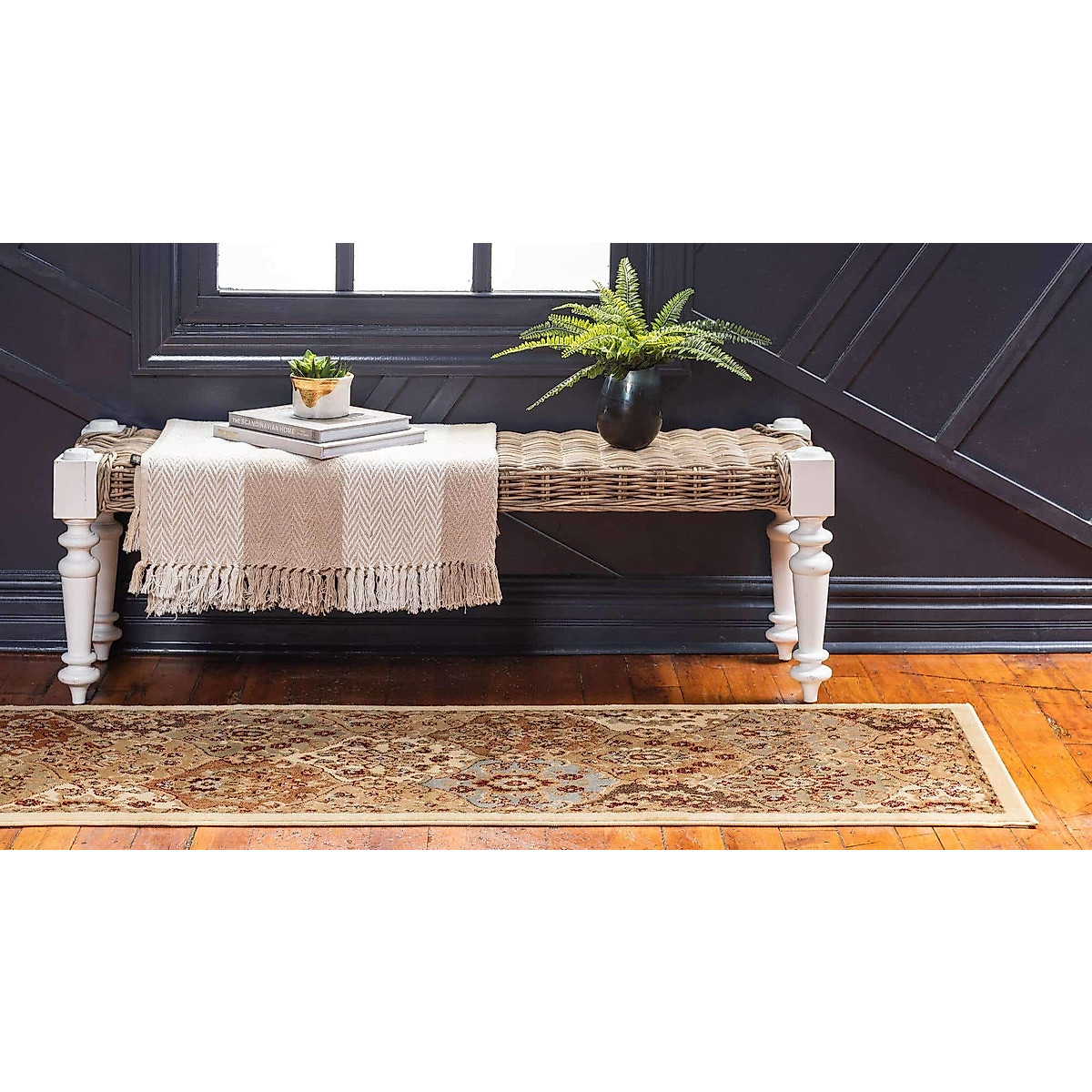 Unique Loom Voyage Collection Traditional Oriental Classic Intricate Medallion Design Area Rug, Runner 2' 2" x 6' 0", Ivory/Brown