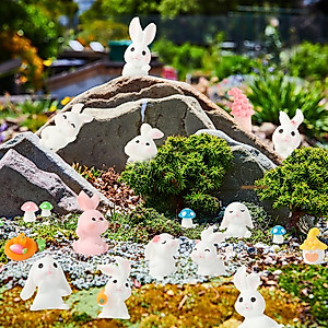 40pcs Mini Resin Animals Tiny Easter Bunny Figures to Hide - Bulk Animal Figurines for Easter Basket Stuffers Egg Fillers Easter Decorations Dollhouse Fairy Garden Accessories, Funny Easter Gifts
