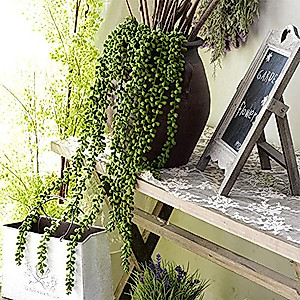 HANDIC 3pack Artificial Fake String of Pearls Plant Faux Hanging Succulents Plants (Green)
