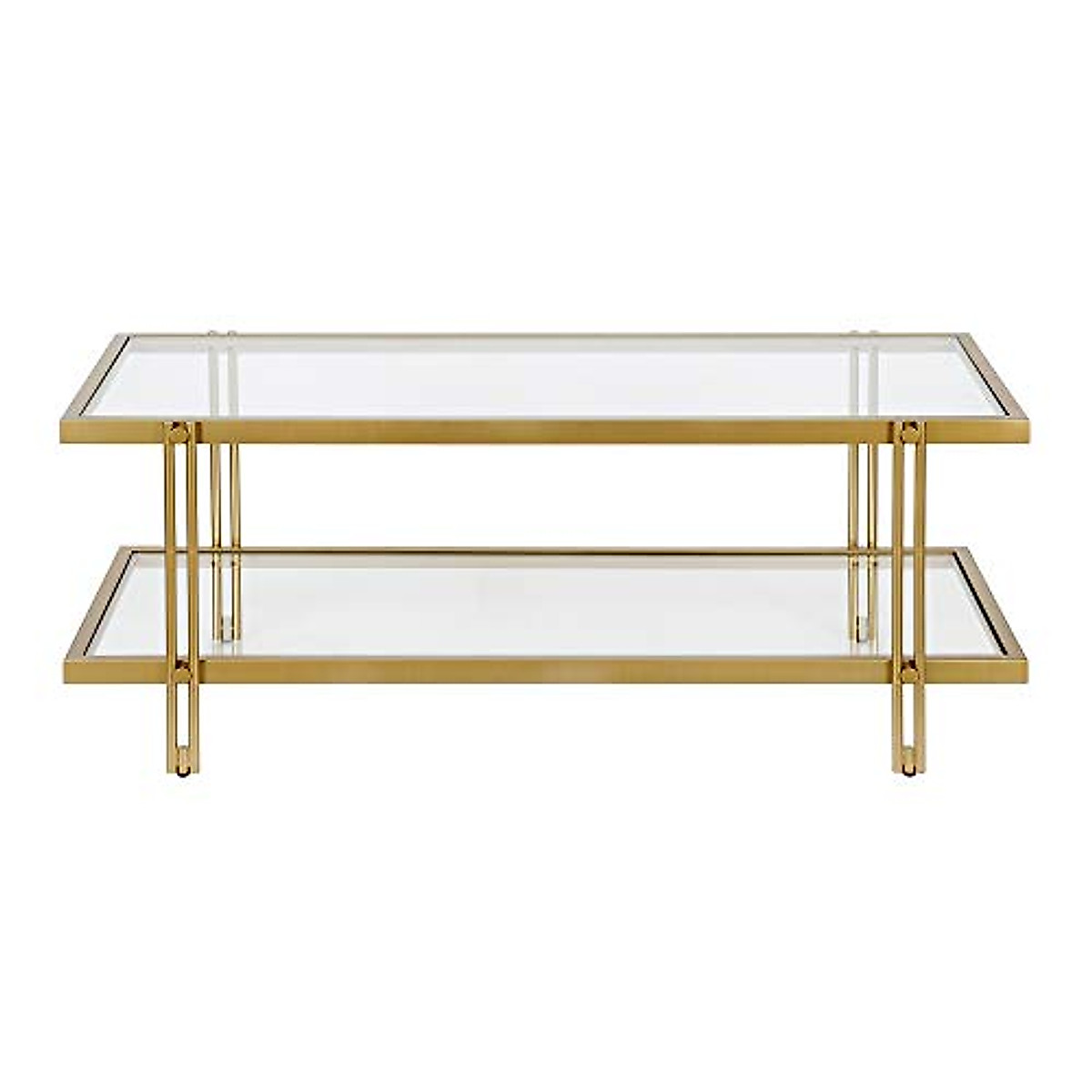 Henn&Hart 45" Wide Rectangular Coffee Table in Brass, Modern coffee tables for living room, studio apartment essentials