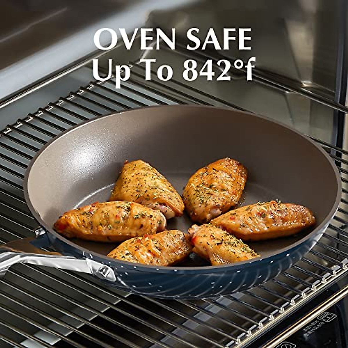 Rockurwok 6 Pcs Ceramic Nonstick Cookware Set, Durable Pots and Pans Set, Inducton, Dishwasher & Ovens Safe, Free of PFAS & PTFE, Sapphire Blue