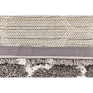 Unique Loom Rabat Shag Collection Area Rug - Marble (5' 1" x 8' Rectangle, Gray/ Ivory)