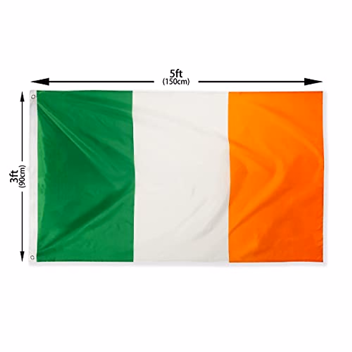 DANF Ireland Flag 3x5 Ft Thick Polyester, Fade Resistant, Brass Grommets, Canvas Header,Double Sided Irish National Flags 3 X 5 Feet