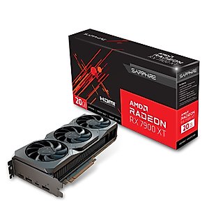 Sapphire 21323-01-20G AMD Radeon RX 7900 XT Gaming Graphics Card with 20GB GDDR6, AMD RDNA 3, Black