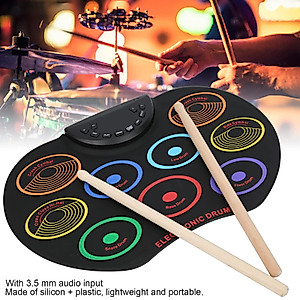 Electronic Drum Pad Electric Drum Set Kids Drum Roll up Practice Drum Pad Beginner Percussion Instrument(Colorful )