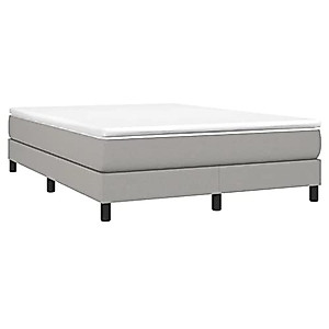 vidaXL Box Spring Bed with Mattress Home Bedroom Mattress Pad Double Bed Frame Base Foam Topper Furniture Light Gray 59.8"x79.9" Queen Fabric