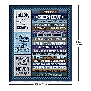 Nephew Gifts from Auntie, Nephew Gifts Blanket 60"x50", Nephew Gifts from Aunt, Nephew Birthday Gifts, Nephew Gift from Uncle, Nephew Gift Ideas for Christmas Graduation, Gift for Nephew Throw Blanket