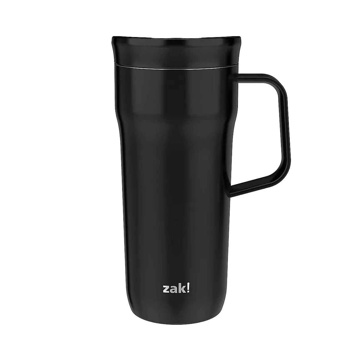 Zak Designs Harmony Tumbler for Travel or At Home, 20oz Recycled Stainless Steel is Splash-Proof and Vacuum Insulated with Slide Lid and Handle (Ebony Black)
