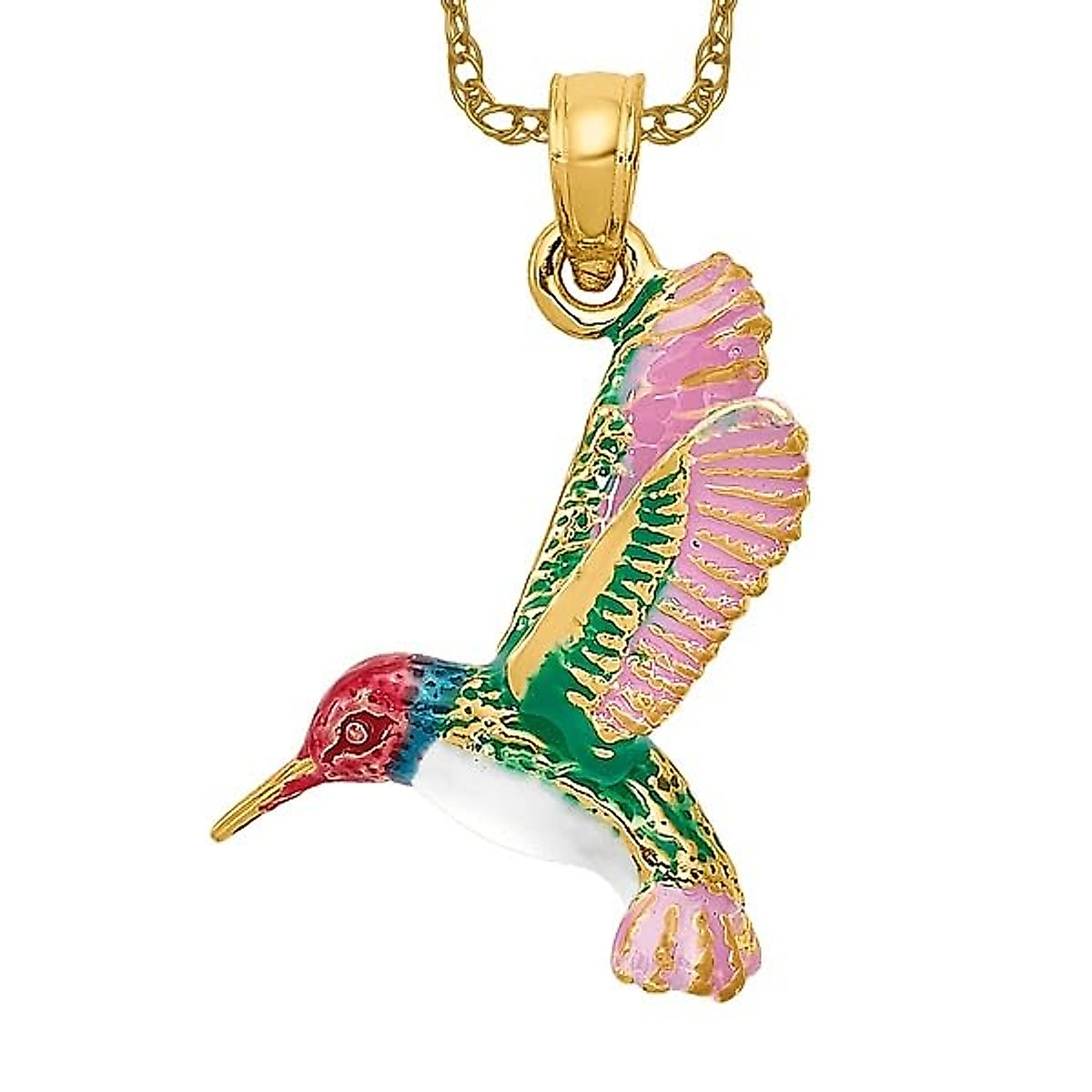 IceCarats 14K Yellow Gold Hummingbird Necklace Bird Pendant Charm Only