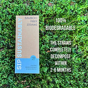 Tangan Bamboo Fiber Straws 100 PCS 7.8” | Biodegradable Eco-Friendly Compostable Disposable Drinking Straws | For Hot & Cold Drinks | BPA-free