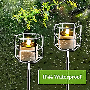 Ymenow LED Solar Candles, 6 Packs Dusk to Dawn Battery Solar Tea Lights Flickering Flameless Waterproof Candles for Home Garden Outdoor Decoration - Warm White