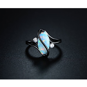 Barzel 18k Black Rhodium Plated Created Fire Opal Ring With Cubic Zirconia Accents (Black Rhodium Fire Opal, 10)