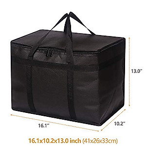4 Pack XL Insulated Reusable Grocery Bags with Sturdy Zipper Reinforced Bottom & Handles, Foldable Washable Heavy Duty Cooler Totes for Hot or Cold Food Delivery, Groceries, Travel, Shopping