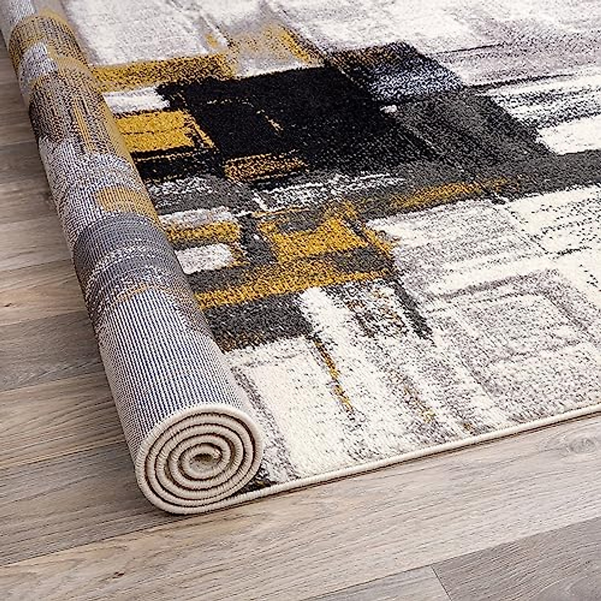 Rugshop Contemporary Modern Abstract Area Rug 7' 10" x 10' Gold