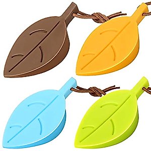 4Pcs Door Stopper Wedge Finger Protector, HNYYZL Silicone Door Stops, Cute Colorful Cartoon Leaf Style Secure Flexible Decorative Finger Protector, for Home and Office(Green, Yellow, Blue, Brown)
