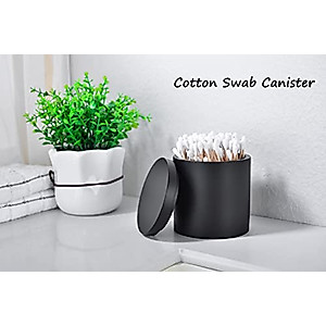 Rzoeox Bathroom Accessories Set Matte Black 5 Pcs, Resin Bathroom Sets Accessories Modern with Soap Dispenser, Cotton Swab Canister, Toothbrush Holder, Toothbrush Cup,Soap Dish (Matte Black)