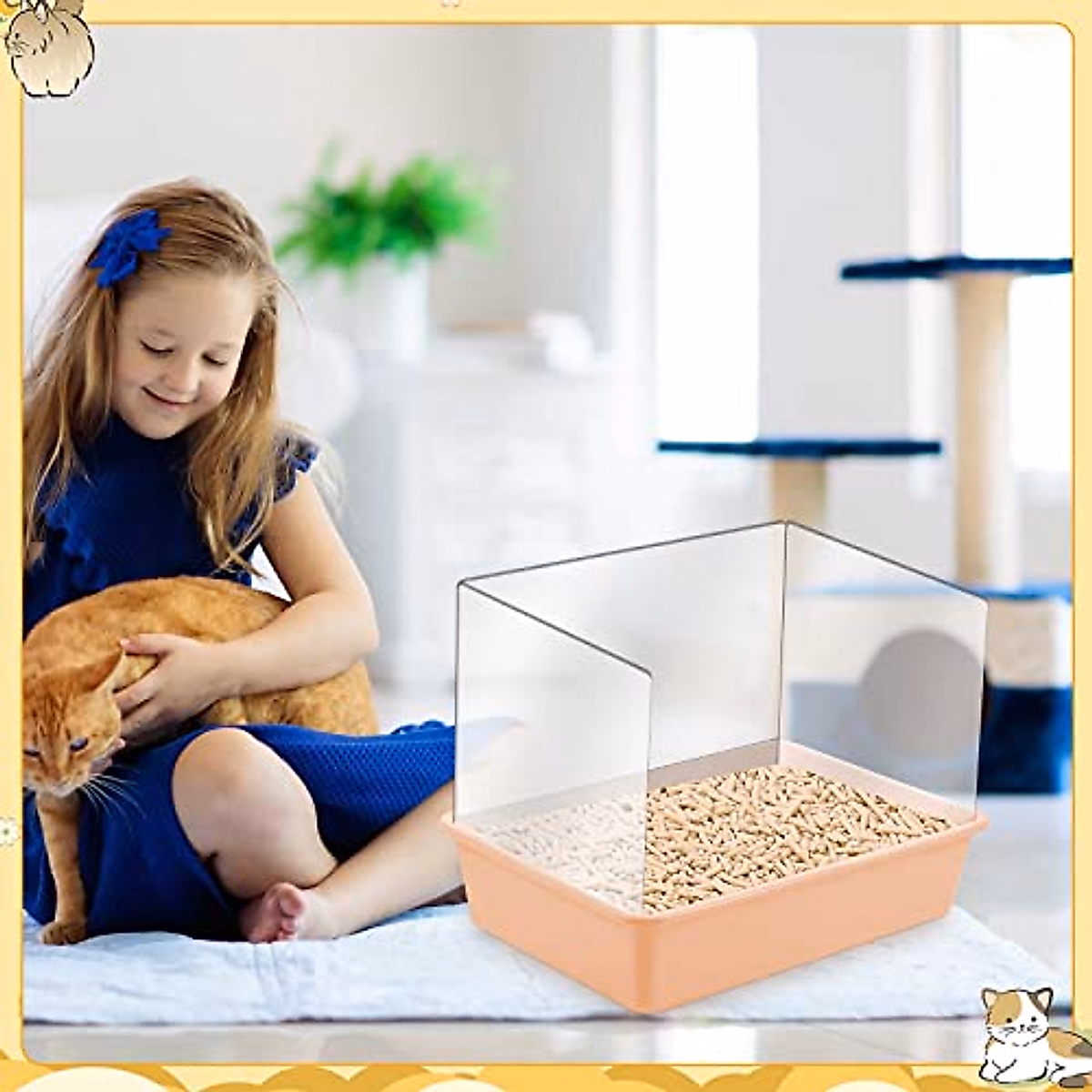 Maitys 20 Pcs Cat Litter Box Pee Shields Transparent Cat Litter Box Splash Guard Litter Pan Pee Shields for Open Top Litter Pan with Double Sided Tape, Litter Box Not Included, 12 x 16 Inch