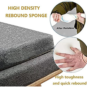 Custom Bench Cushion,Personalized Size Bench Pad with Non-Slip Bottom,Indoor/Outdoor Thickened Foam Furniture Cushions for Garden Patio Bench Swing ,Bay Window Seat Pads,Washable Sofa Cushion