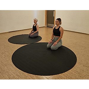SISYAMA Circle Round TAI-CHI YIN-YANG Yoga Mat Meditation Pilates (Black, 5 ft)