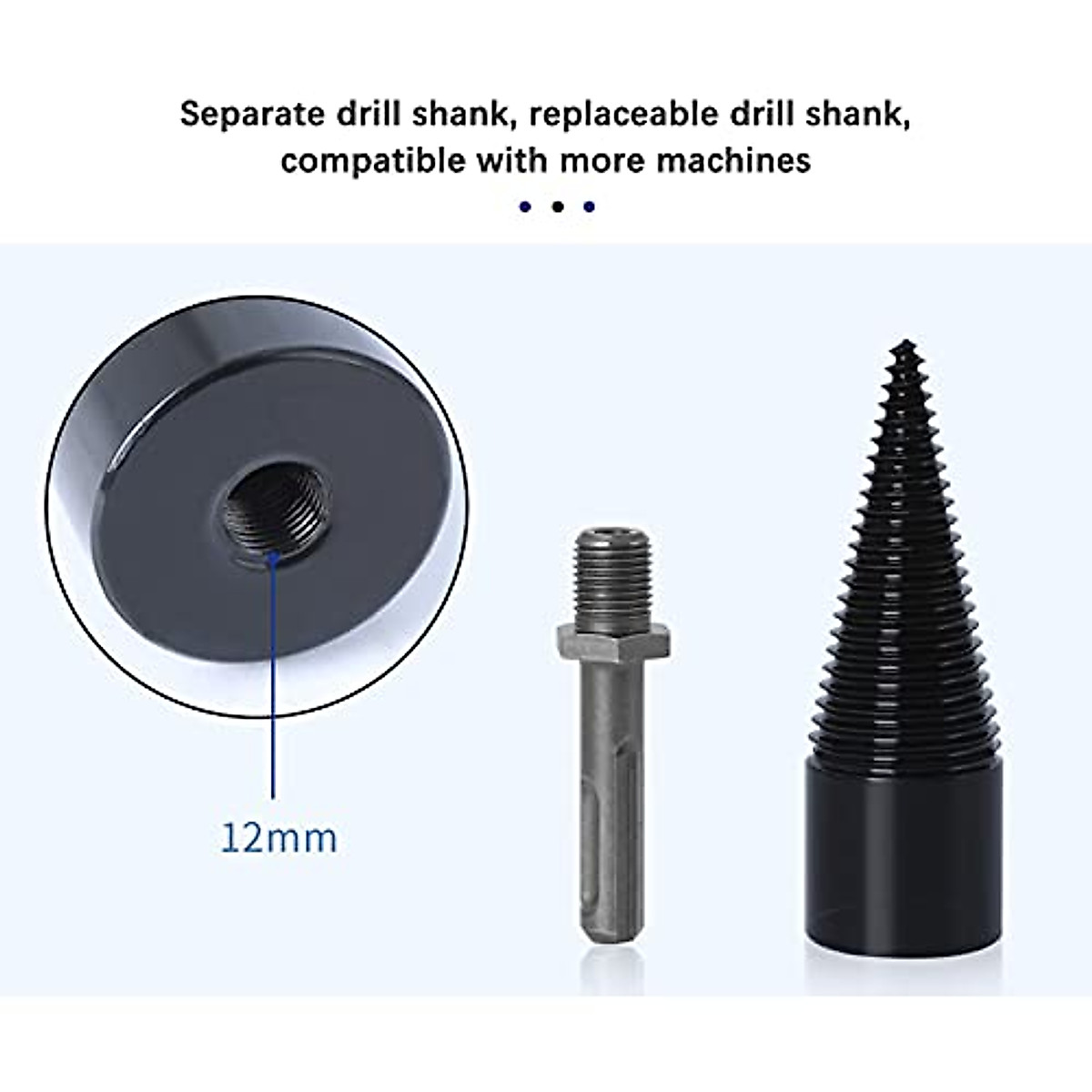 Babody 6pcs Removable Firewood Log Splitter Drill Bit,Firewood Log Splitter,Wood Splitter Drill Bits,Heavy Duty Drill Screw Cone Driver Fire Wood Log Splitter for Hand Drill Stick