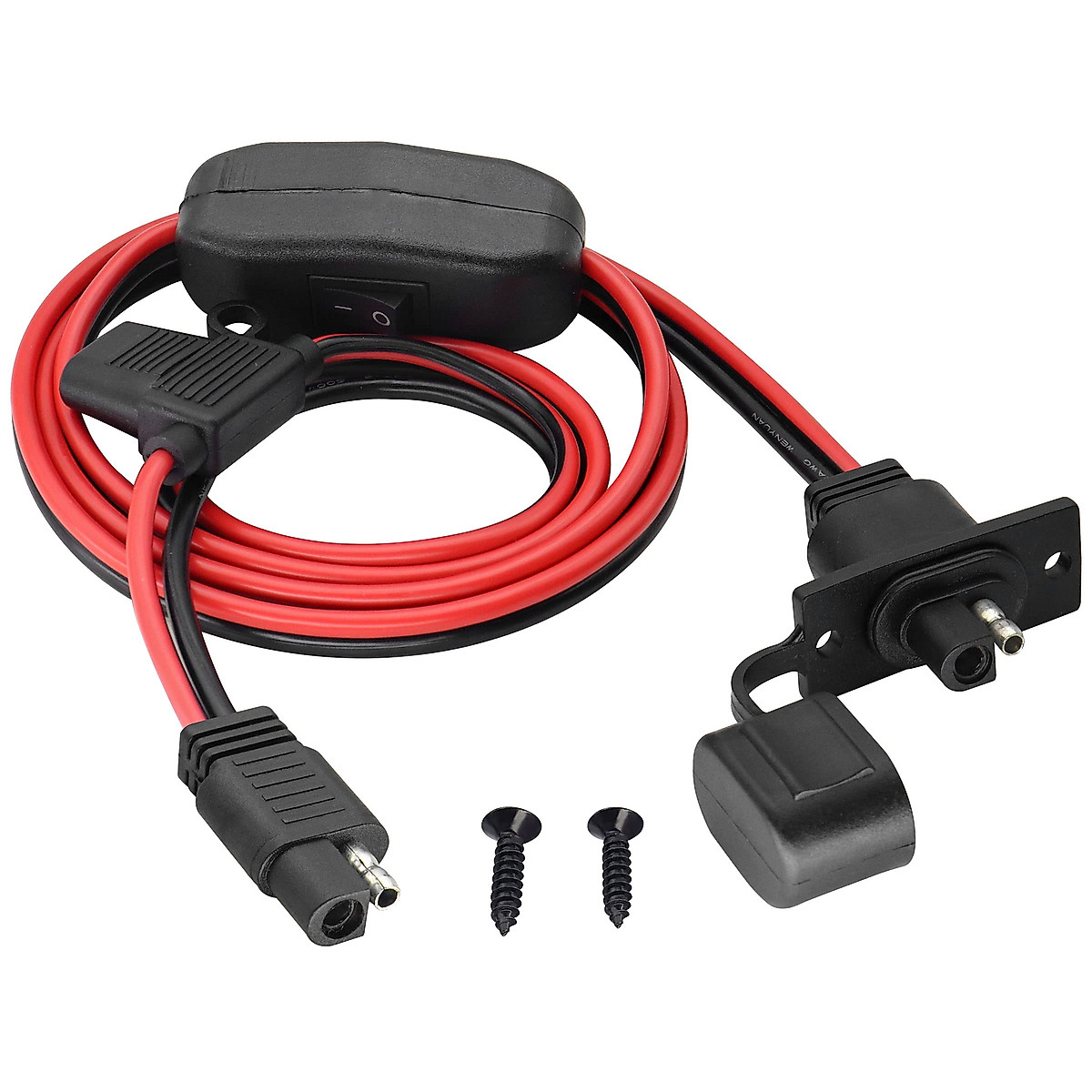 AAOTOKK SAE to SAE Solar Power Outlet Sidewall Port Cable,12AWG Weatherproof SAE Quick Connect Solar Panel Mount Universal Recessed with 20A Fuse Cable for Generator Battery Charger(1.5M/5ft-1Pack)