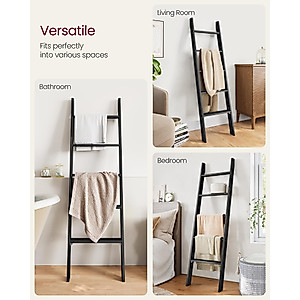 VASAGLE Blanket Ladder Decorative Farmhouse for The Living Room, 5-Tier Ladder Shelf, Ladder Rack for Storage and Decor, Ebony Black ULLS018B56