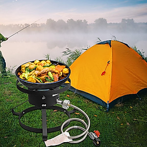 Vivicreate Turkey Fryer, Outdoor Stove, Burner, Camping Fish Fryer,15’’ Wide with High Pressure Steel Hose, Propane Burner Camp Single Cooking Range, HT-C-0015