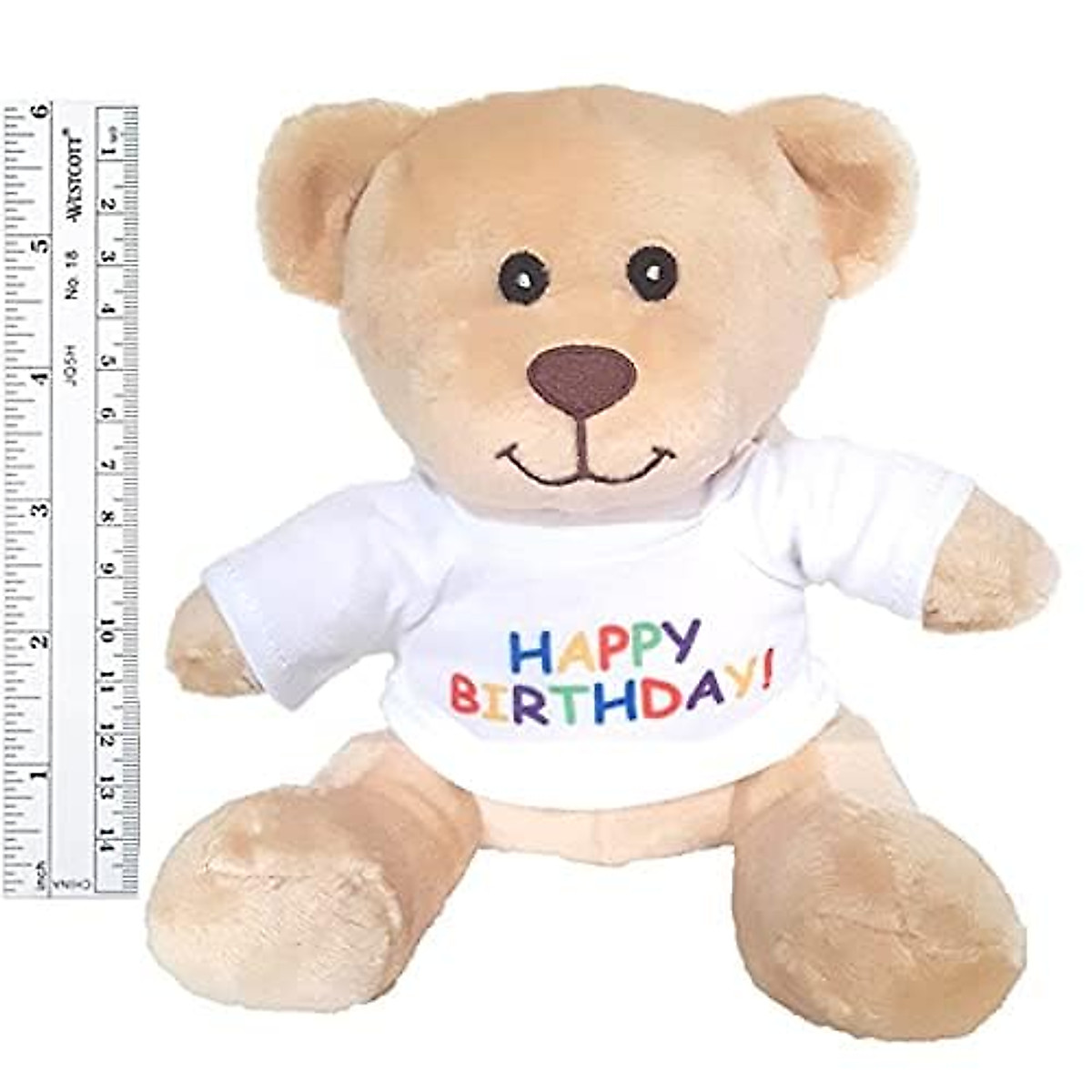 Hug-a-BooBoo Happy Birthday! Small Plush Teddy Bear from Super Cute 6 Inch Plush Teddy Bear with “Happy Birthday!” Message T-Shirt - Great for Gift, Gift Basket, Party Favor