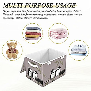 WELLDAY Birds Storage Baskets Foldable Cube Storage Bin with Lids and Handle, 16.5x12.6x11.8 In Storage Boxes for Toys, Shelves, Closet, Bedroom, Nursery