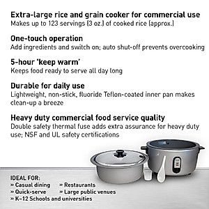 Panasonic Commercial Rice Cooker, Extra-Large Capacity 60-Cup (Cooked), 30-Cup (Uncooked) with One-Touch Operation and Durable Non-Stick Coated Pan - SR-GA541FH – Silver