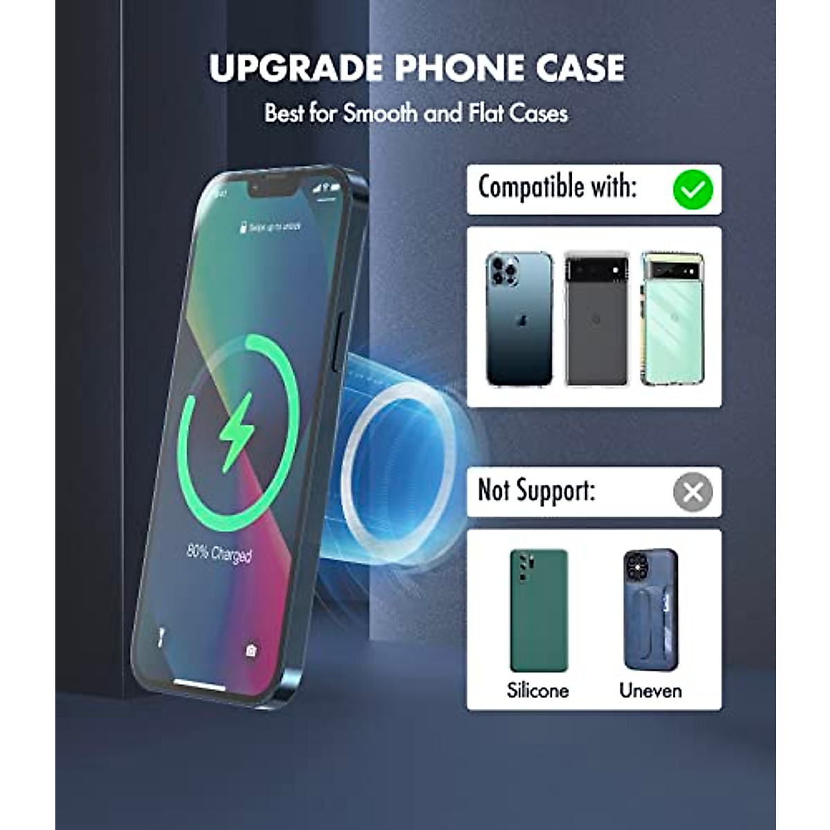 Cheukkee Adhesive Metal Ring Sticker,Mag Ring Circle Attachment for Phone Case,for Magsafe Magnetic Wireless Charging 6 Pack Compatible Cell Phone iPhone Pixel (Black+White+Gray+Sliver+Green+Purple)