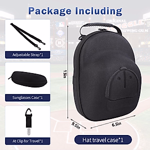 Anguu Hat Travel Case,Hard Hat Case for Baseball Caps, Hat Carrier for Travel with Hat Clip and Glasses Case, Hat Organizer Protects Up To 6 Hats, Perfect For Travel and Home Storage - Black