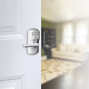 SCHLAGE Brushed Chrome FE595CS V PLY 626 ELA Plymouth Light Commercial Electronic Keypad Lock with Elan Lever(Satin Chrome)