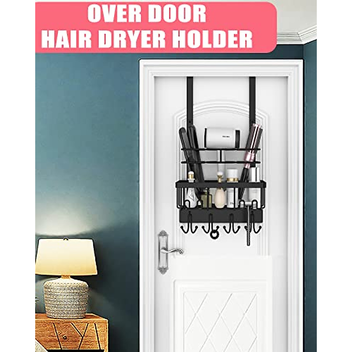 Hair Dryer Holder, Hair Tool Organizer Under Sink, Over Door Cabinet Hair Tool Organizer Wall Mounted, Bathroom Hair Tool Organizer Under Sink,Hot Styling Tool Storage Basket For Curling Wand