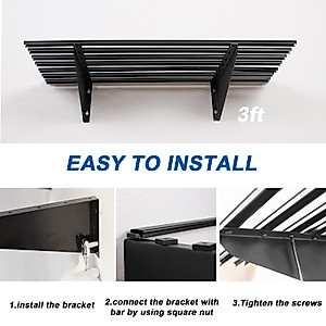 TPSHKE 2 Tier 1.29x6 ft, Garage Wall Shelving, 500LBS Heavy Duty Floating Shelves, 2-Pack 15.6x72 inch Garage Shelving Wall Mounted, Black