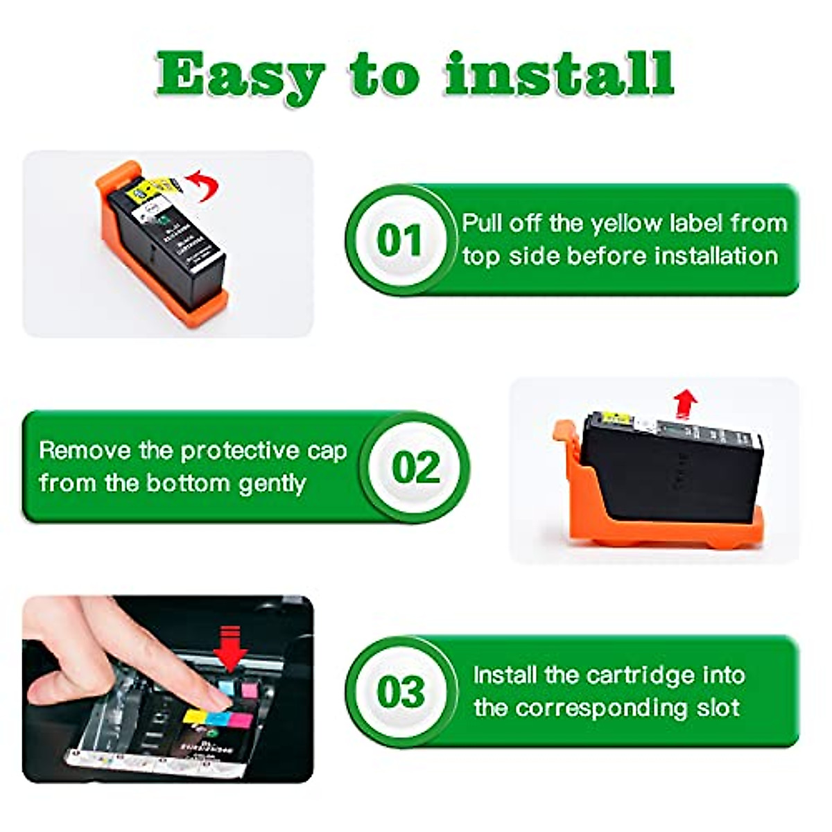 GREENARK Compatible for Dell Series 21 Black Ink Cartridges Use for Dell V313w V515w P513w V715w P713w Printers 4 Pack Black for Dell Series 21, Series 22, Series 23, Series 24 Ink Cartridges