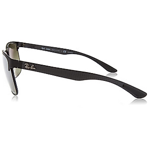 Ray-Ban Men's RB8319CH Chromance Square Sunglasses, Matte Black On Black/Polarized Grey Mirrored Silver, 60 mm